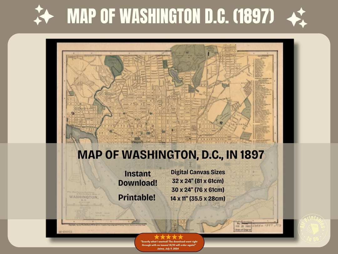 Washington D.C. Map 1897: Historical USA Print (digital Download) - Etsy