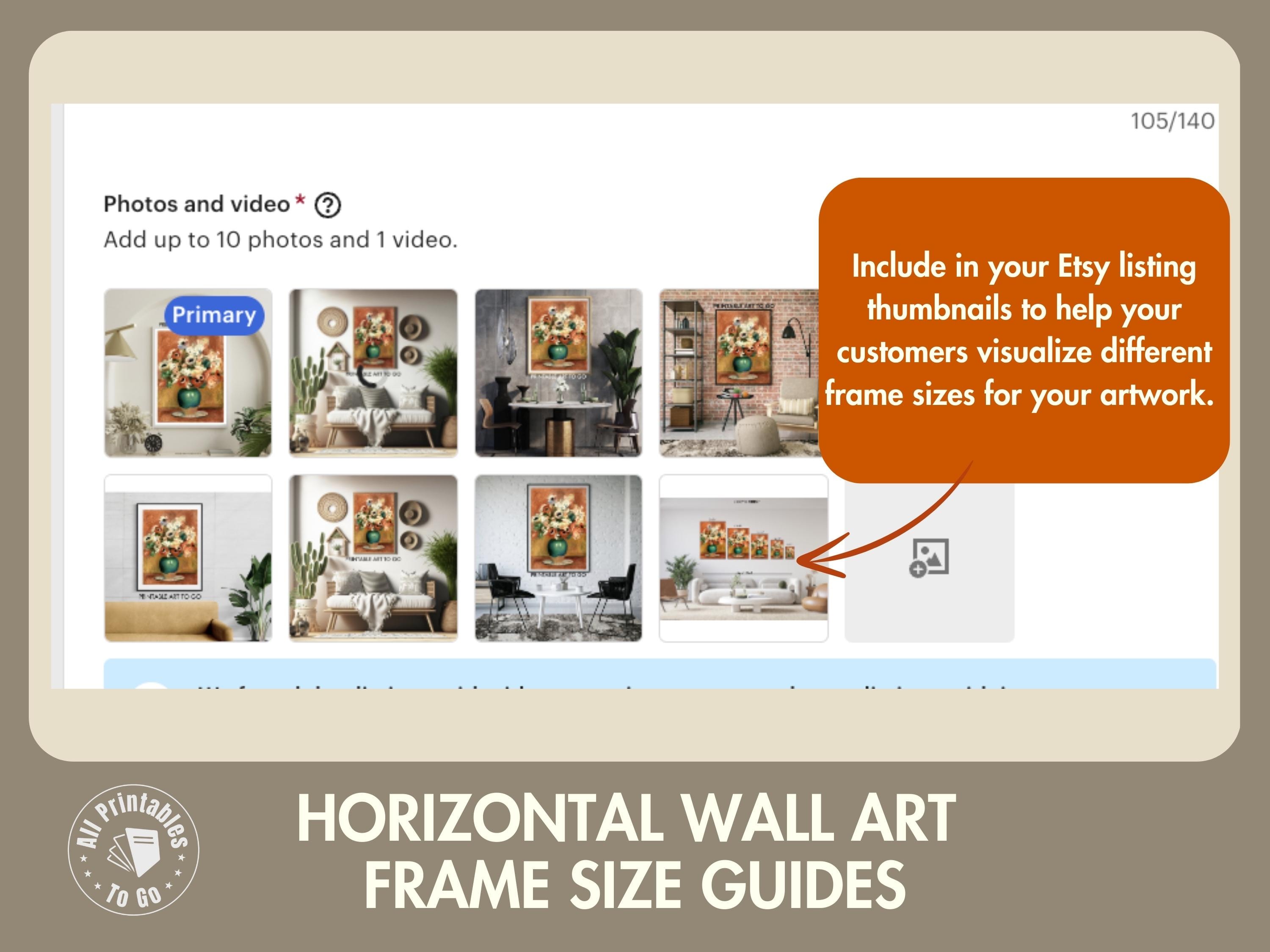 Horizontal Frame Guide Mockup Set, Frame Size Comparison Tool, Digital ...