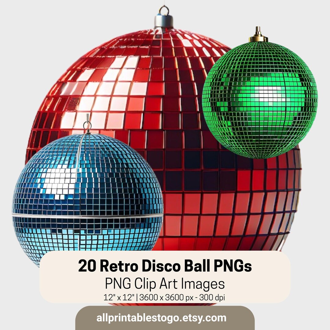 Retro Disco Ball Clip Art: PNG Bundle, Party Graphics (digital Download ...