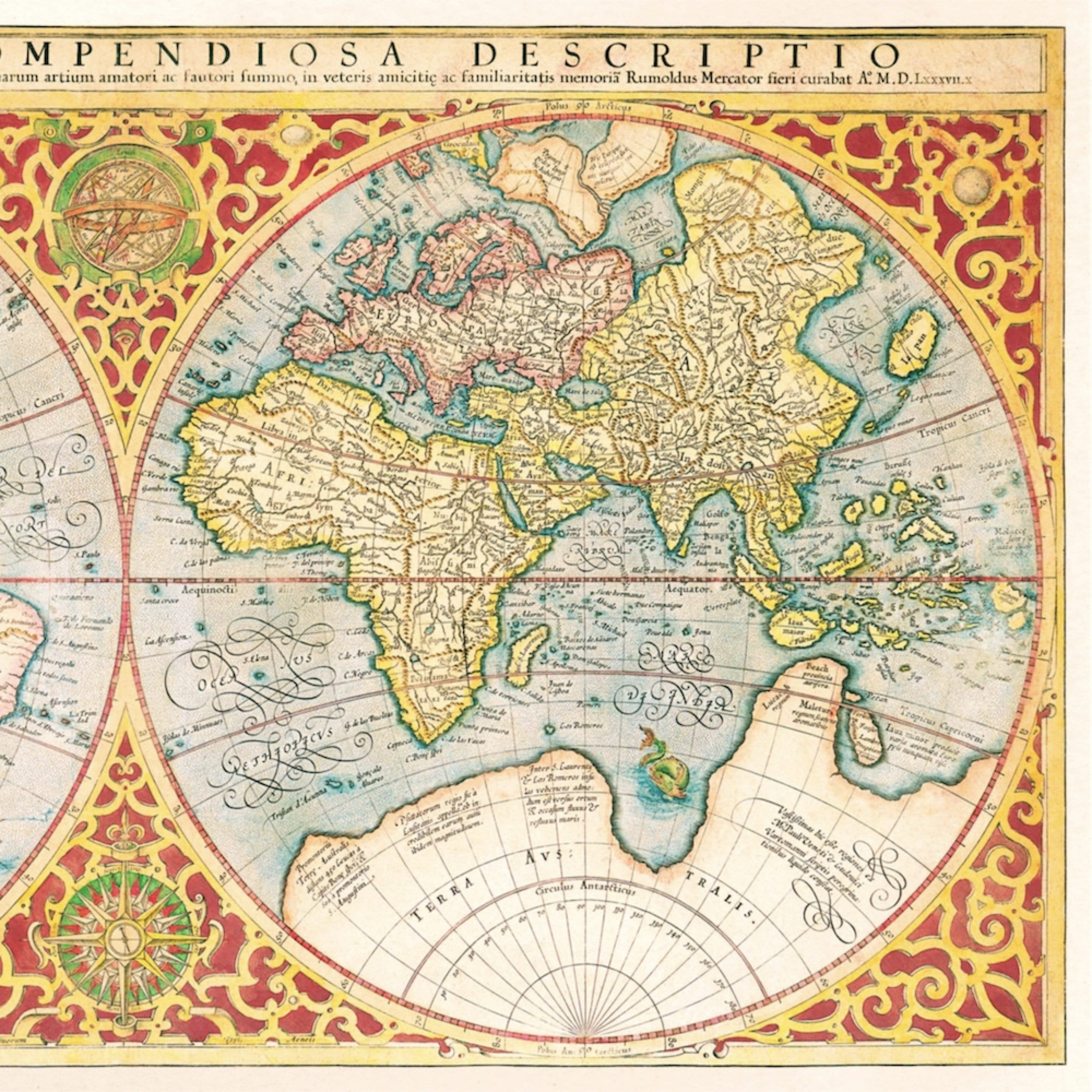 Printable 1587 World Map, Antique Map, Printable Old World Map, Historical Map Print, World ...