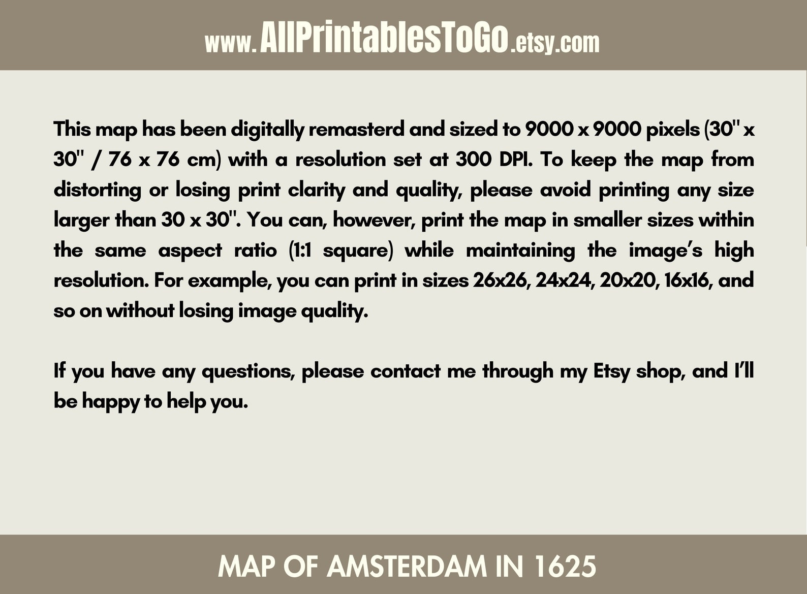 Printable Map of Amsterdam From 1625, Antique Maps of Amsterdam, Dutch ...