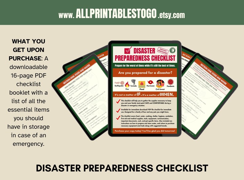 Disaster Preparedness Checklist PDF – Emergency Survival Plan for Home ...