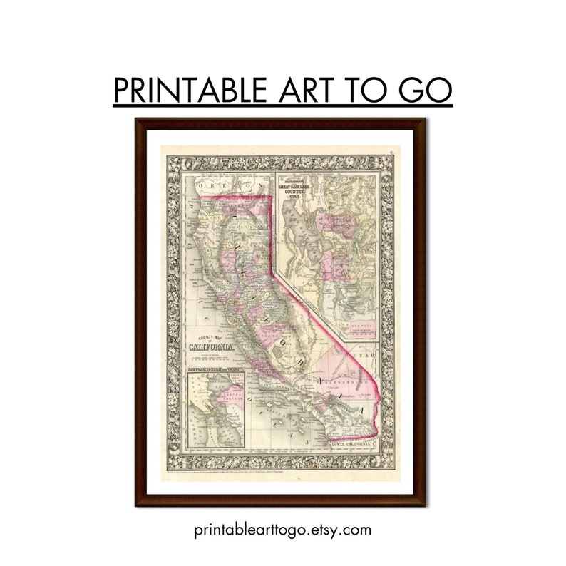 Printable 1866 County Maps of California and Great Salt Lake County ...