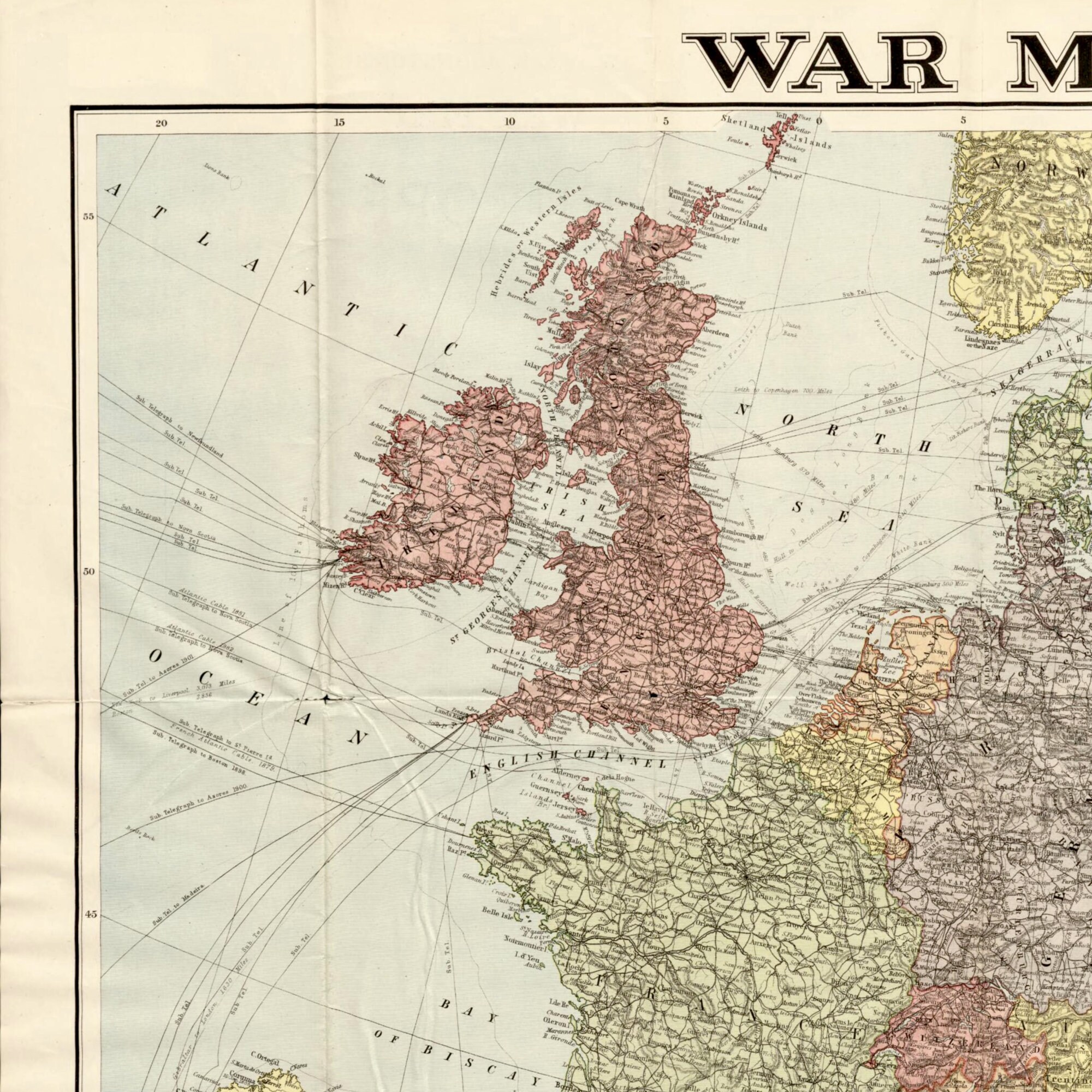 Printable War Map of Europe 1914-1916 | Old War Maps | World War I Maps ...