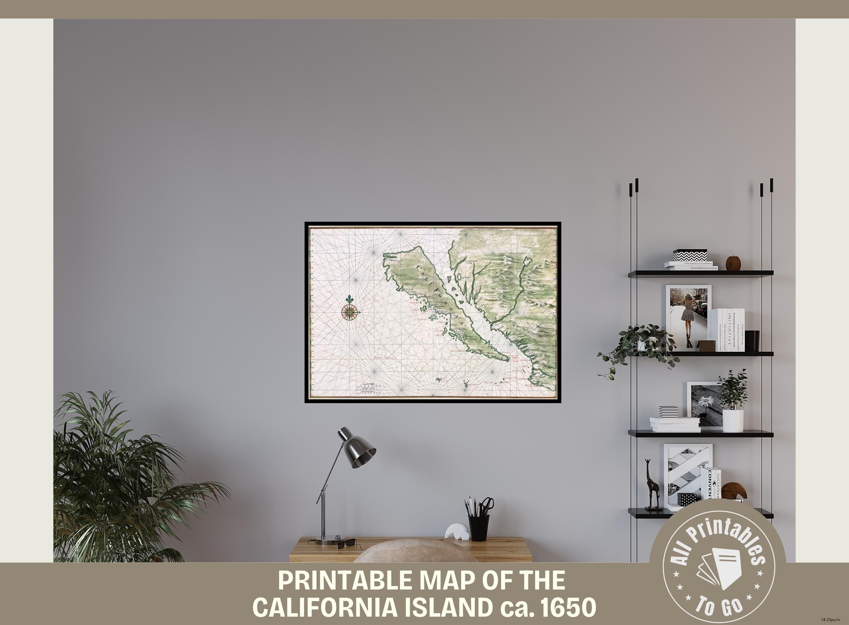 Map of California Island Ca. 1650 | Downloadable and Printable Wall Map | US History Maps ...