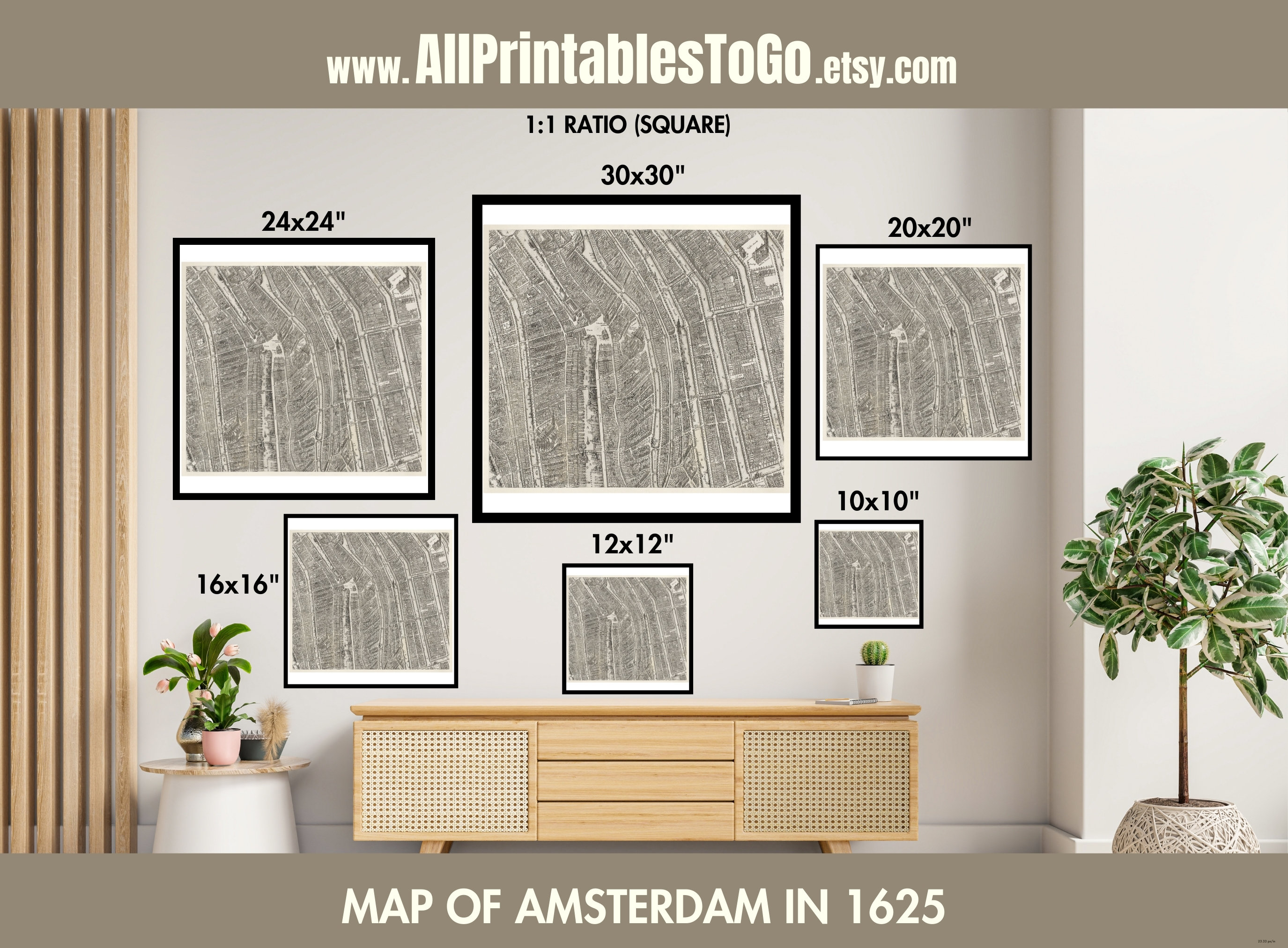 Printable Map of Amsterdam From 1625, Antique Maps of Amsterdam, Dutch ...