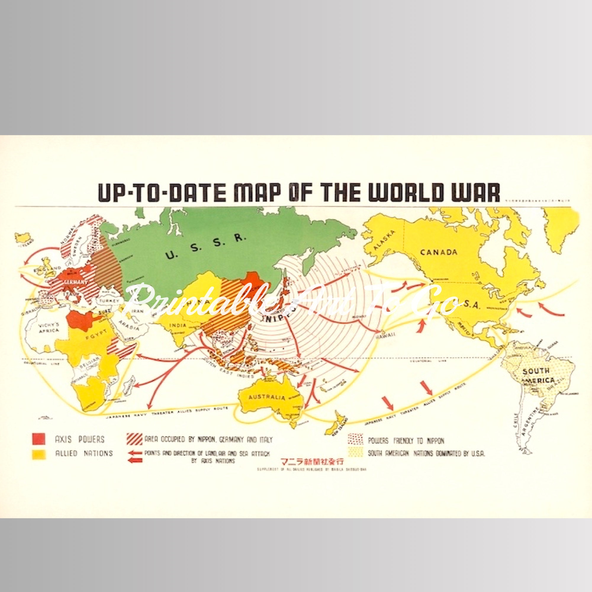 Printable 1942 World War II Map | Up-to-date Map of the World War 1942 ...