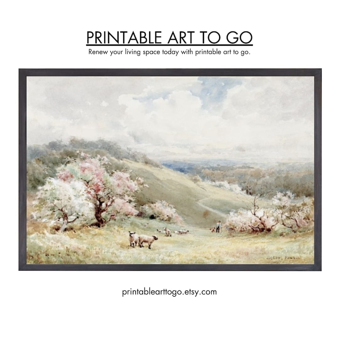 Printable Spring Landscape Painting, Printable Vintage Wall Art, Scenic ...
