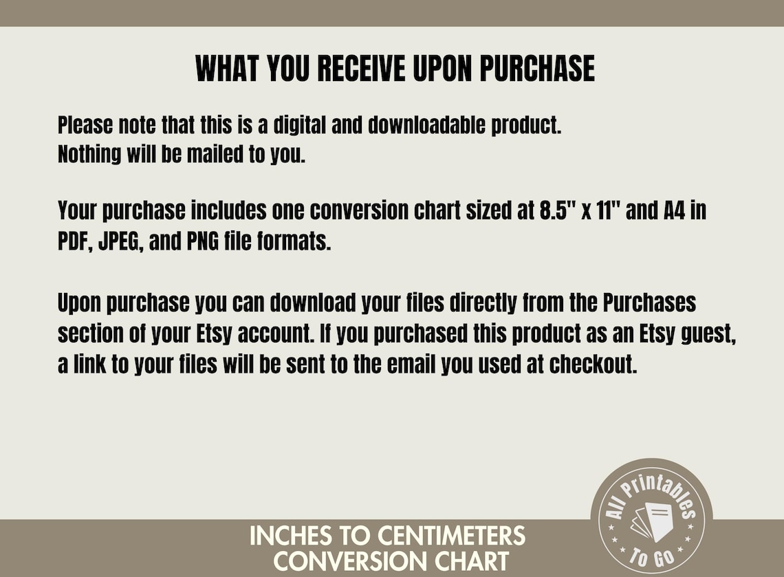 Inch to Centimeter Conversion Chart | Printable Measurement Table PDF ...
