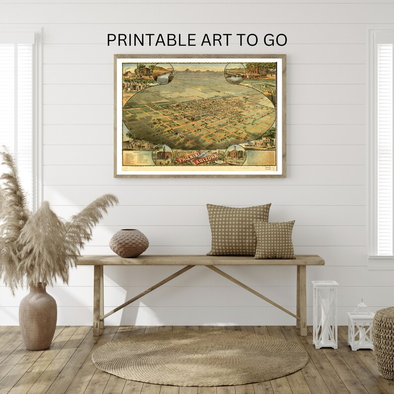 Printable 1885 Map of Phoenix | Printable Wall Map | Instant Download to Print and Frame ...
