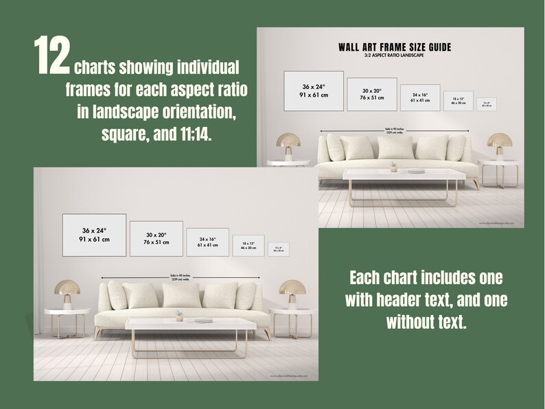 Frame Size Charts 42 Frame Mockups Horizontal, Vertical, Square Frames ...