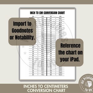 Inch to Centimeter Conversion Chart | Printable Measurement Table PDF ...