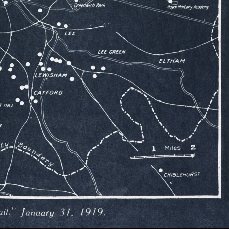 World War I Map | Zeppelin and Aeroplane Bombs on London 1919 ...
