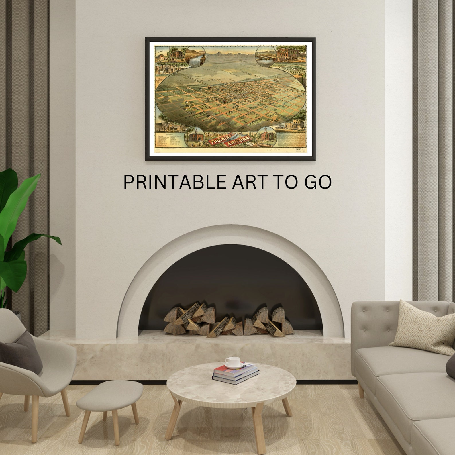 Printable 1885 Map of Phoenix | Printable Wall Map | Instant Download to Print and Frame ...