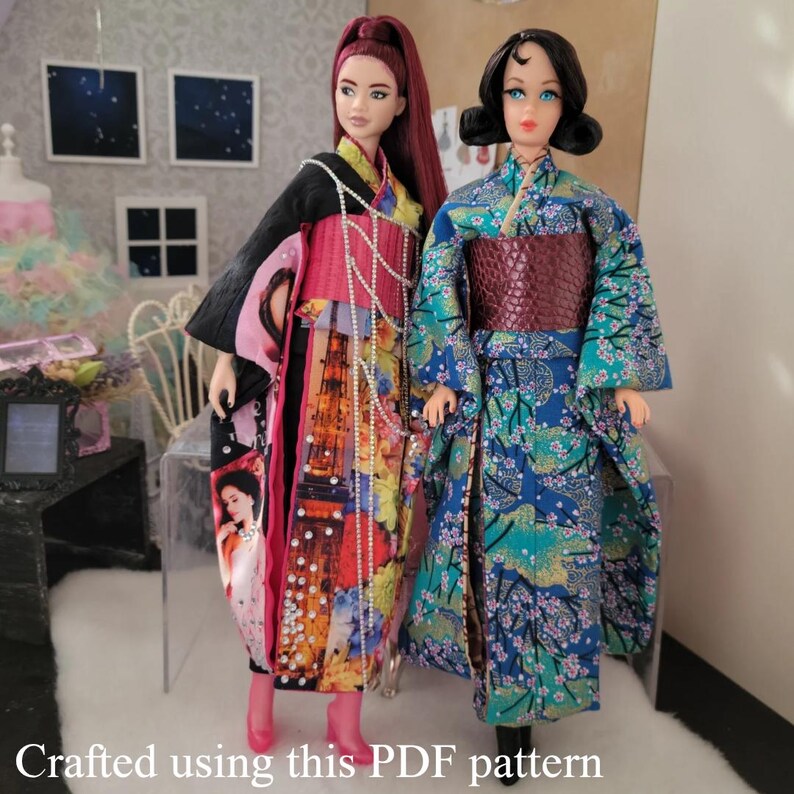 11.5" Doll Japanese Kimono Pattern PDF - Traditional Furisode for ...