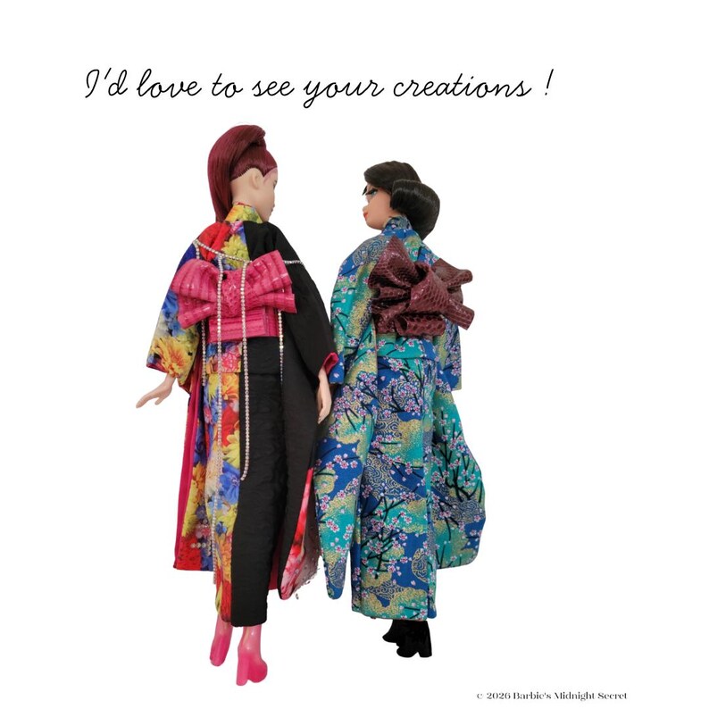 PDF Pattern Furisode Kimono for Vintage and Standard Barbie 25 Page ...