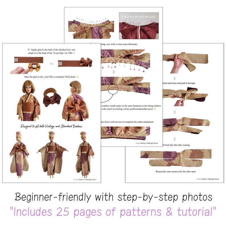 PDF Pattern Furisode Kimono for Vintage and Standard Barbie 25 Page ...