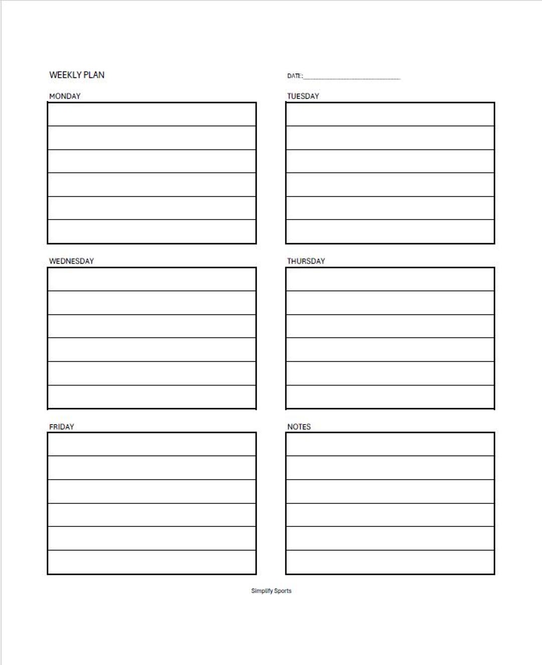 Printable Five Day Weekly Planner - Etsy