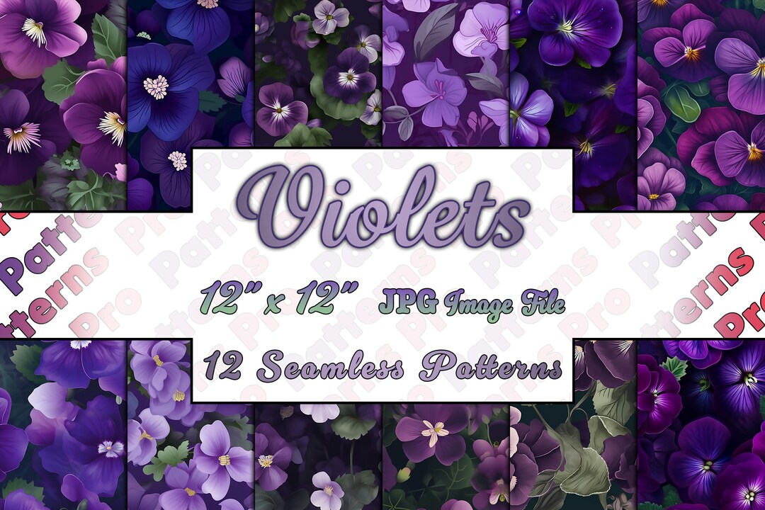 20 Violets Seamless Digital Pattern Flower Background Printable Digital ...