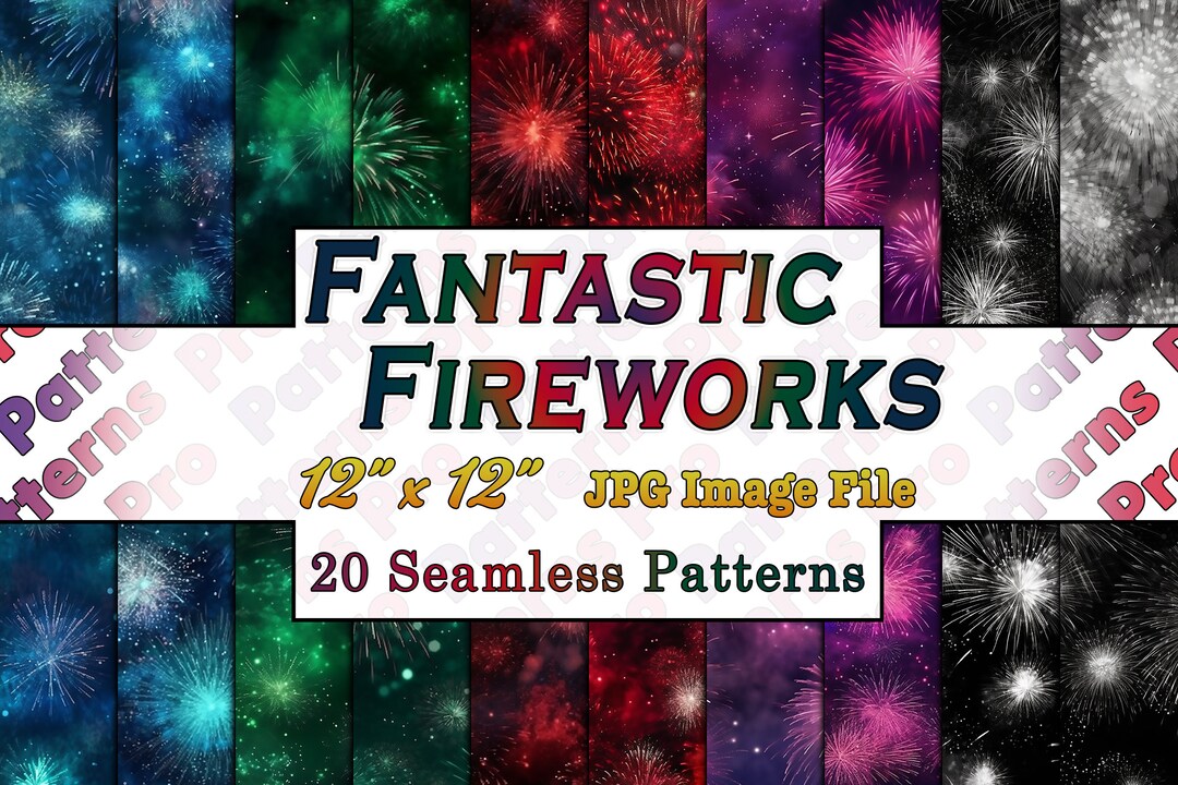 20 Fantastic Fireworks Seamless Digital Pattern Printable Digital Paper ...