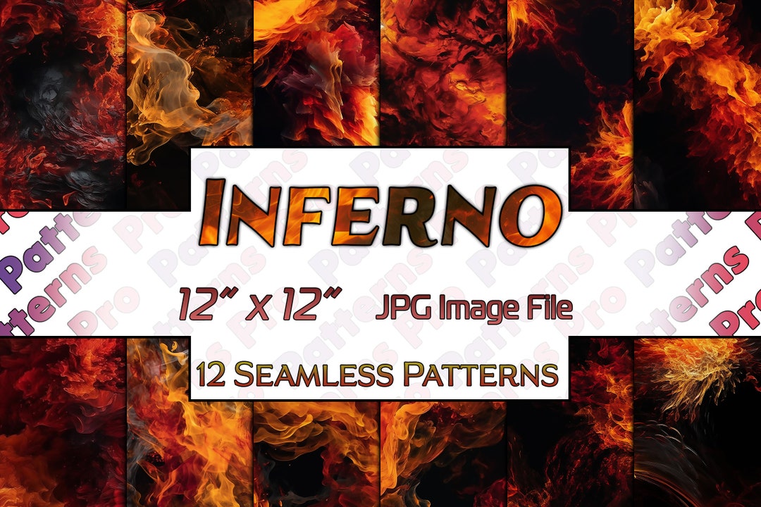 12 Inferno Seamless Digital Pattern Fantasy Background Printable ...