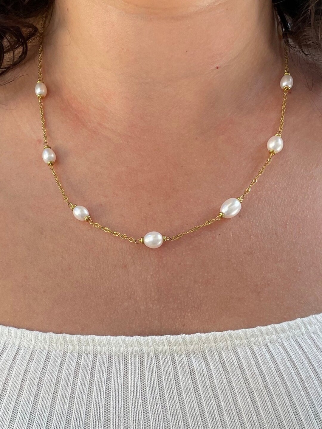 Vintage Honora Italy Freshwater Pearl Necklace Gold Tone Chain - Etsy