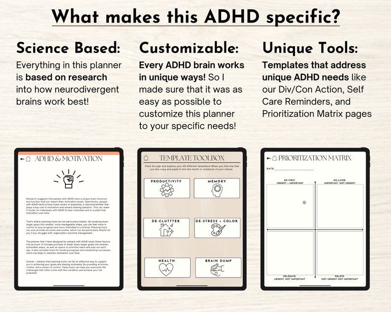 ADHD Digital Planner / ADHD Daily Planner / Goodnotes + Keynote ...