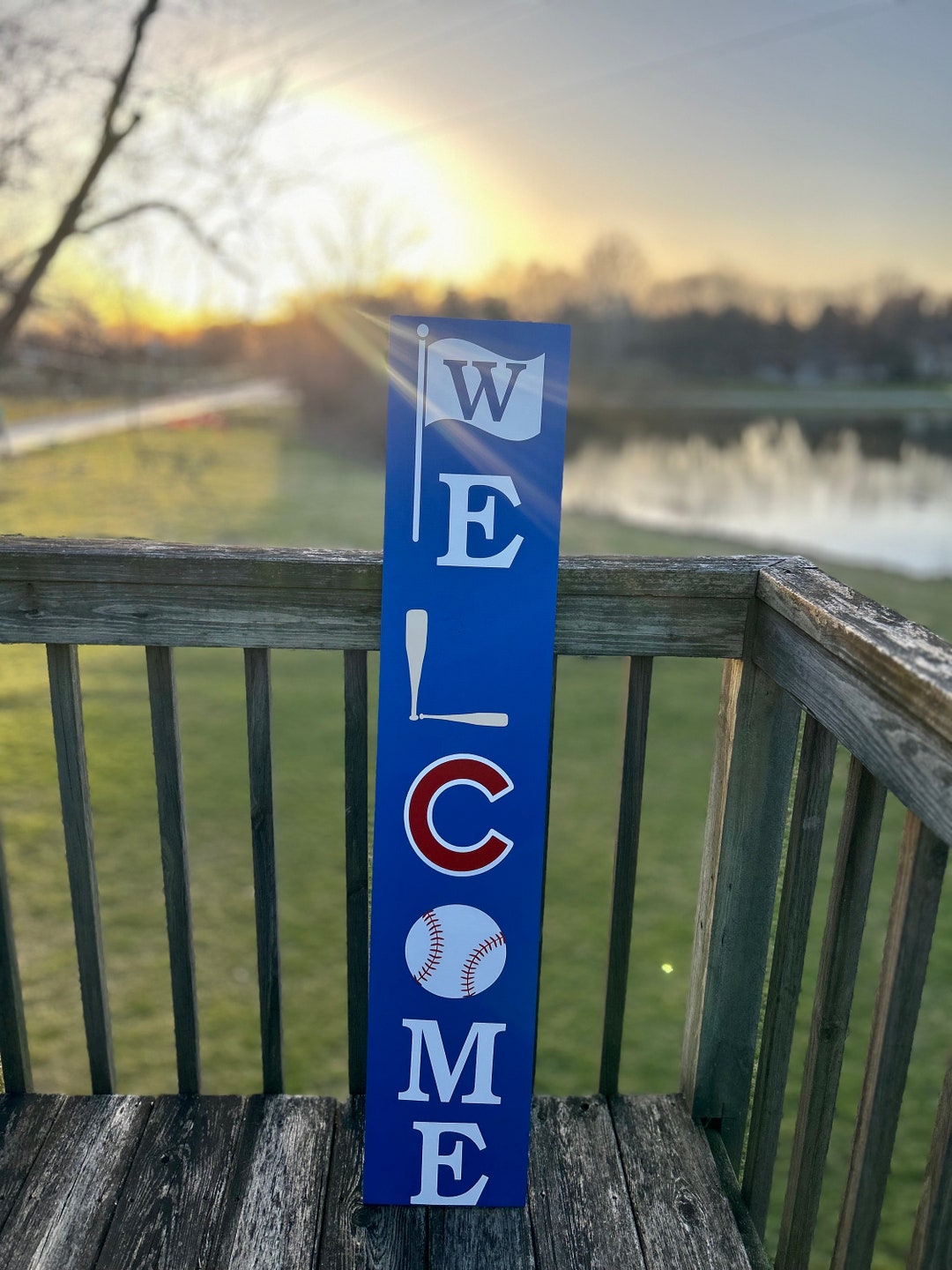 Chicago Cubs Welcome Porch Sign, MLB Porch Wood Sign, Baseball Home ...
