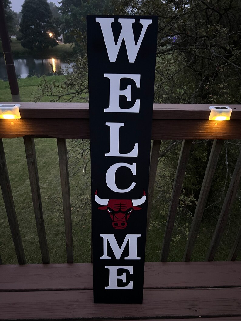Chicago Bulls Welcome Sign, Chicago Bulls Home Decor, Chicago Bulls ...