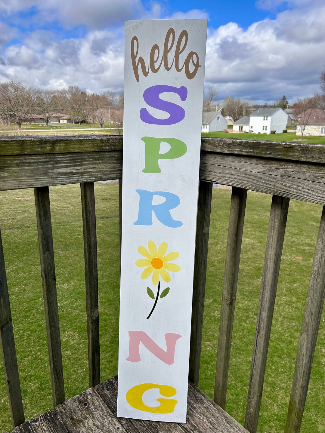 Spring Porch Sign, Rustic Wood Spring Sign, Outdoor Welcome Sign ...