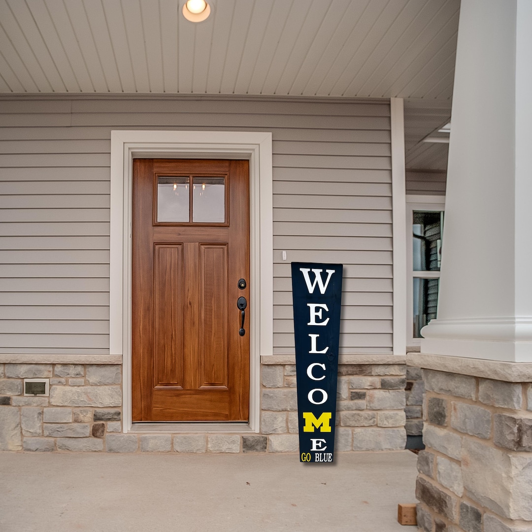 University of Michigan Porch Sign, Michigan Wolverines Custom Home ...