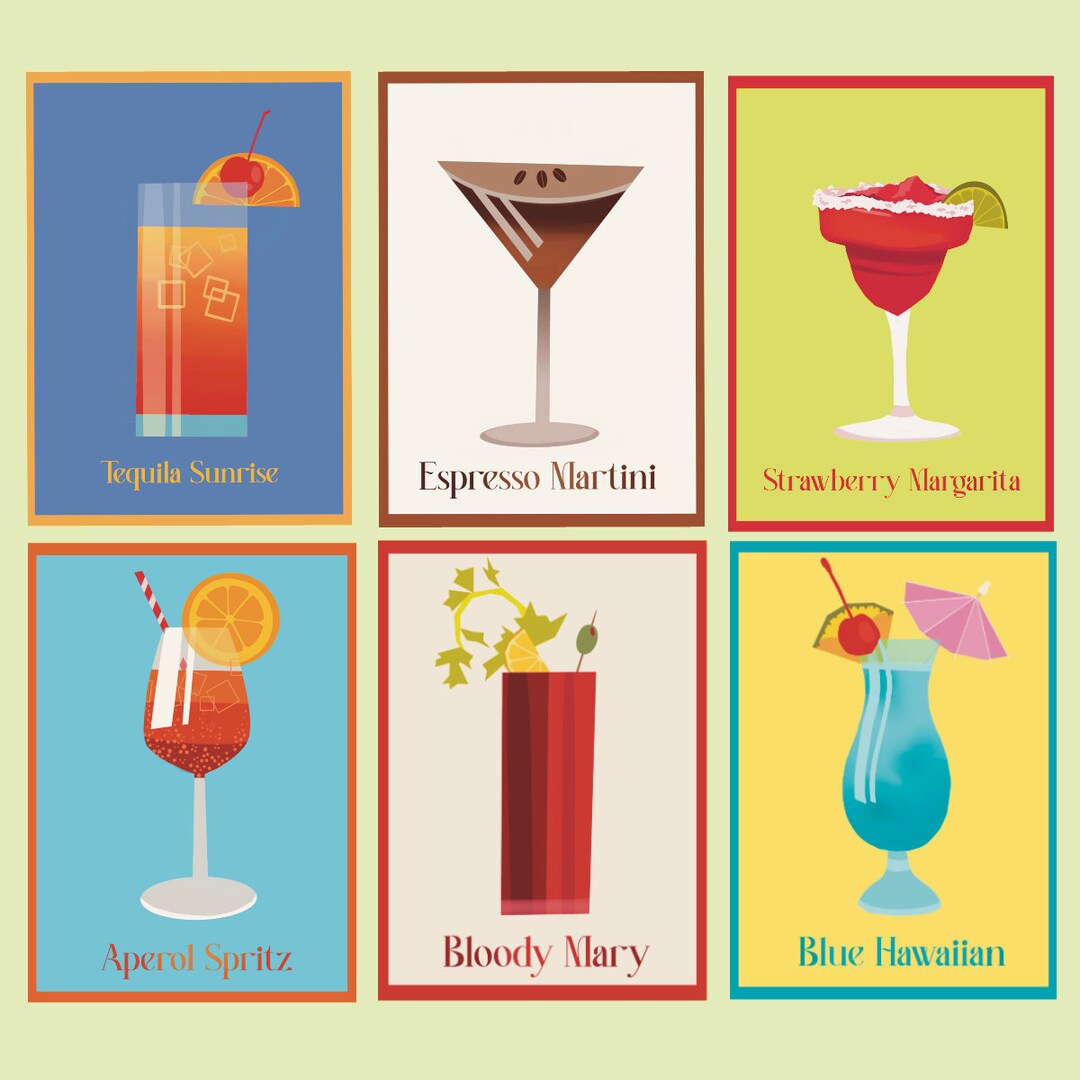 Modern Cocktail Prints Artwork - Create Your Custom Set - Chic Home Bar ...