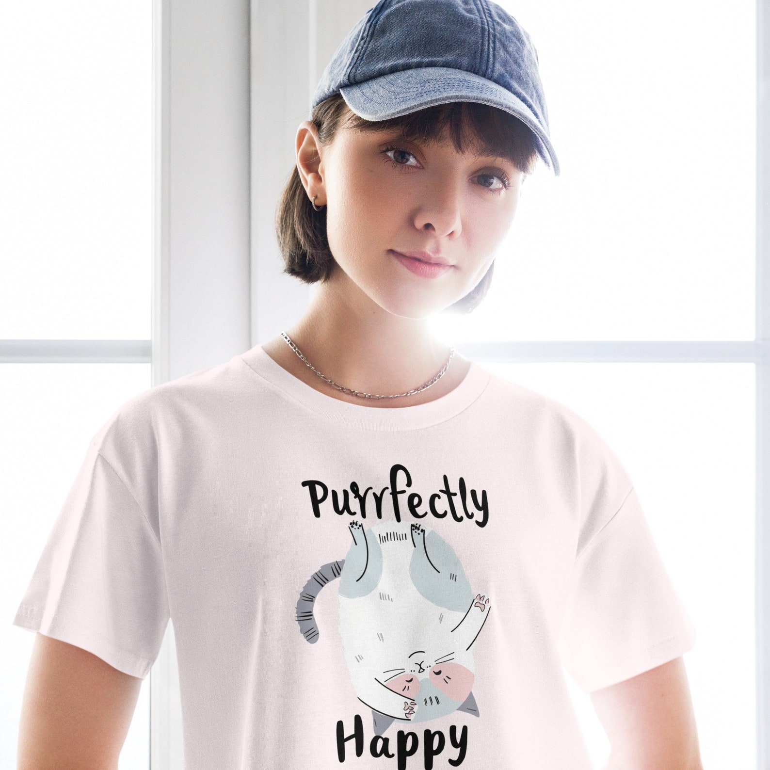 Purrfectly Happy Cat Crop Top | Cute Cat Lover Tee | Adorable Kitty ...