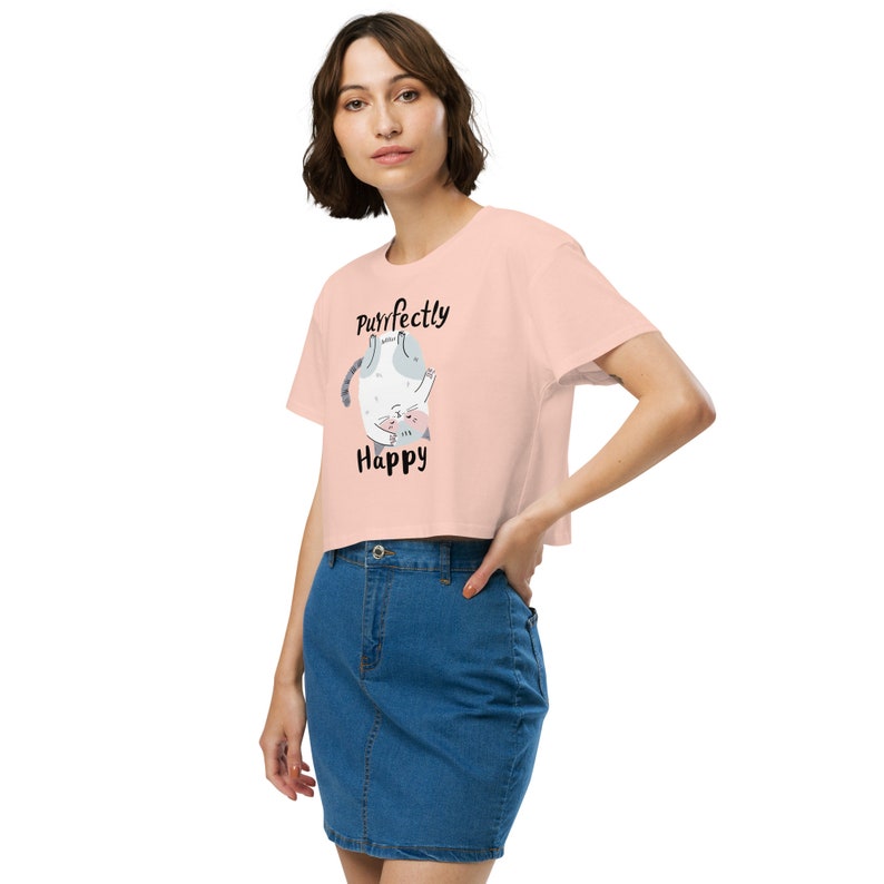 Purrfectly Happy Cat Crop Top | Cute Cat Lover Tee | Adorable Kitty ...