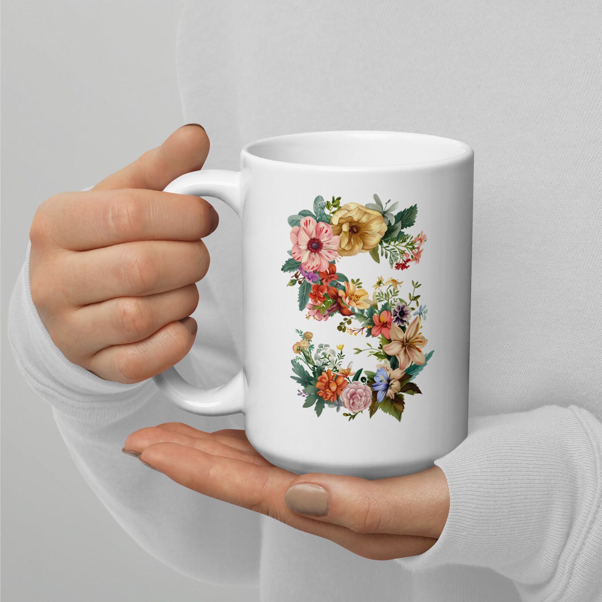 Vintage Floral Coffee Mug Elegant Flower Design Tea Cup, Classic ...