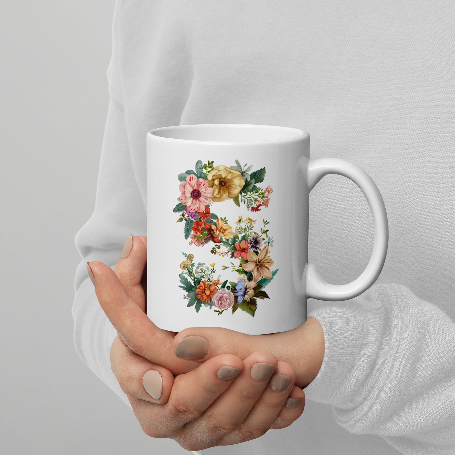 Vintage Floral Coffee Mug - Elegant Flower Design Tea Cup, Classic ...