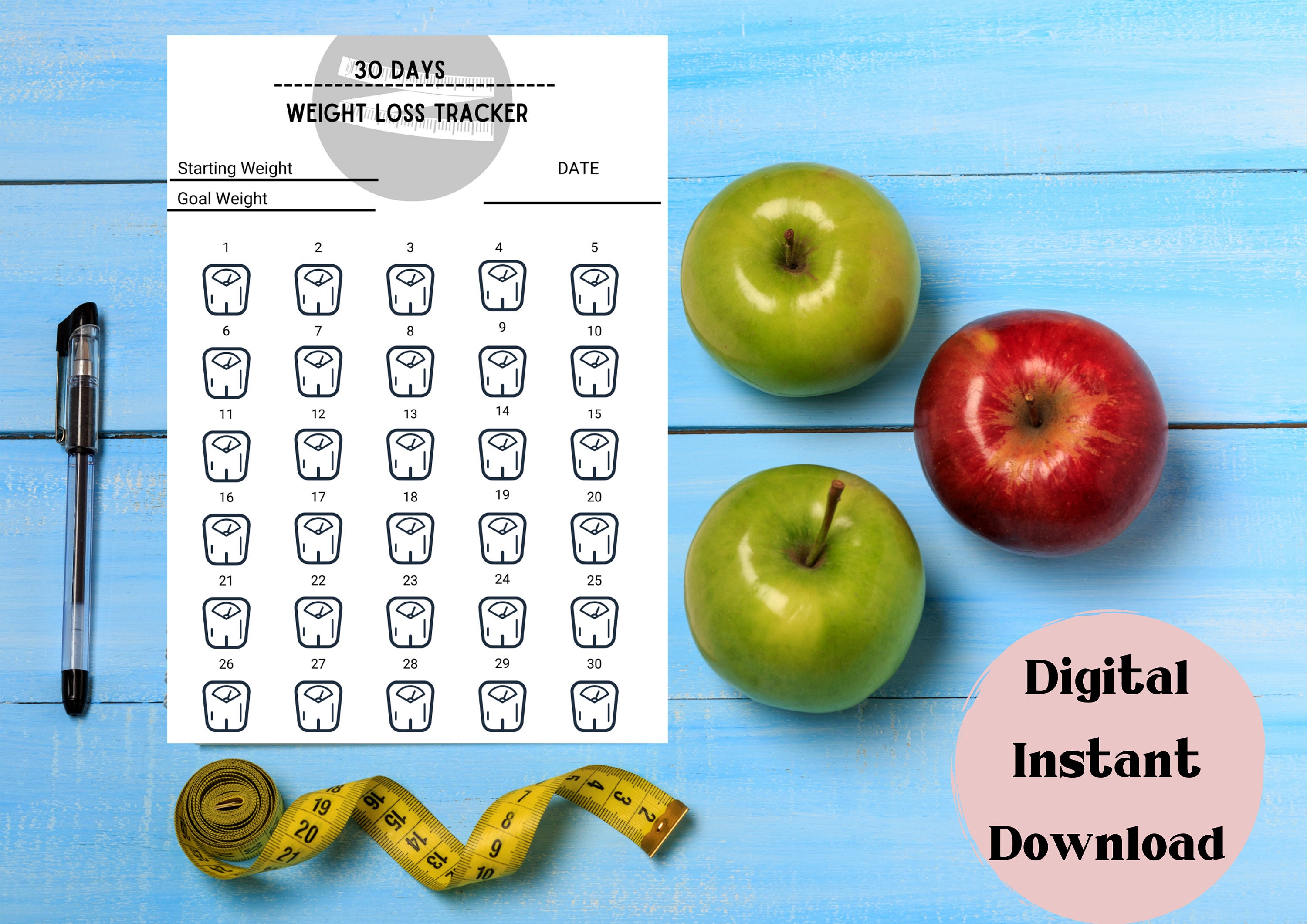 30 day Weight Loss Tracker Printable Weight Loss Challenge Etsy 30-day-weight-loss-tracker-printable-weight-loss-challenge-etsy