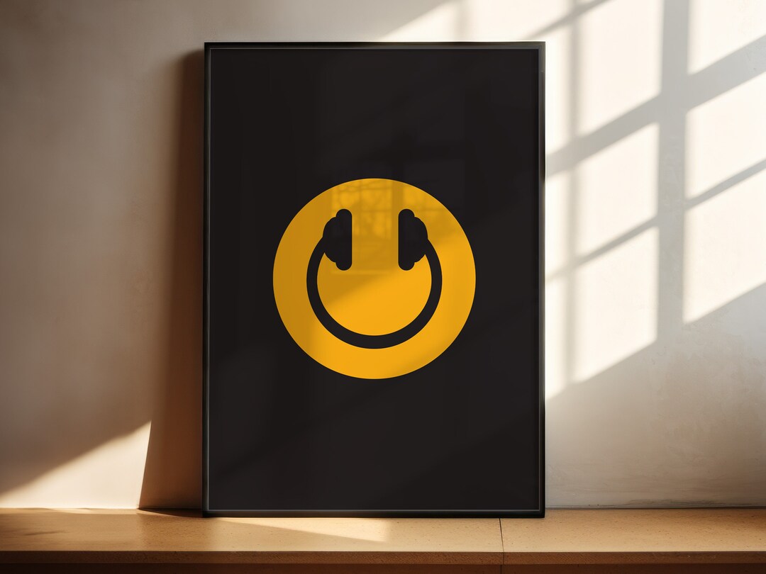 Smile Print Yellow Smiley Face Print Gaming Headset Print 90s Aesthetic ...