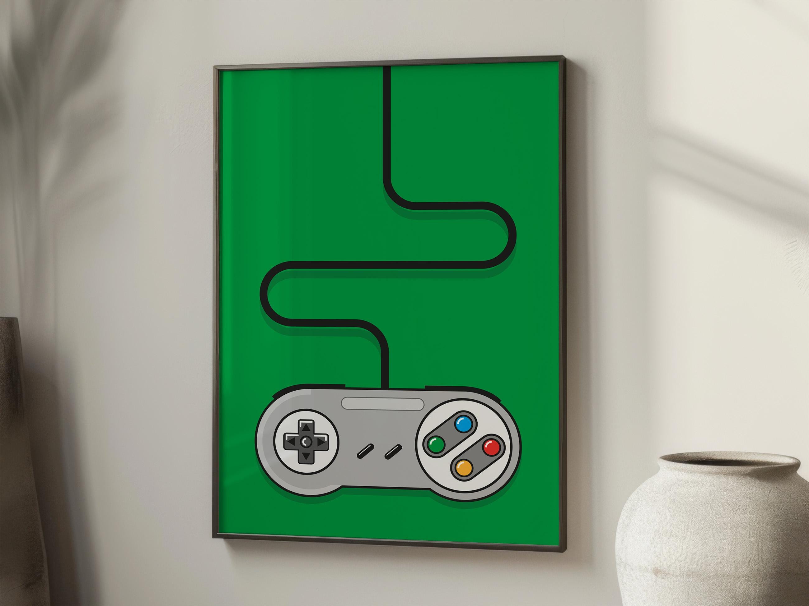 Retro Controller Print Gaming Print Video Games Print Gaming Wall Art ...
