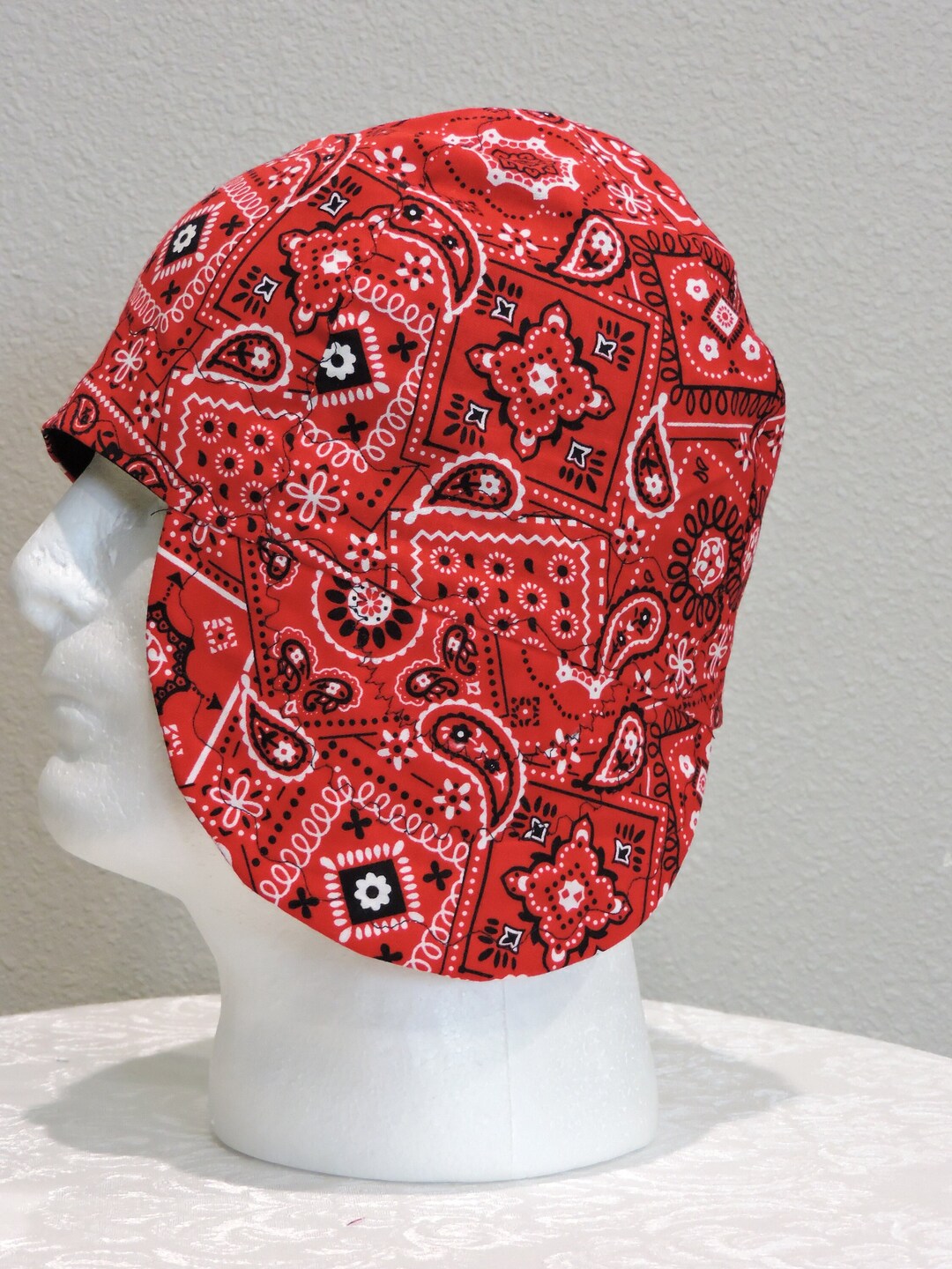 Red Bandana Welder Cap Bandana Welding Cap Reversible 100% Cotton ...
