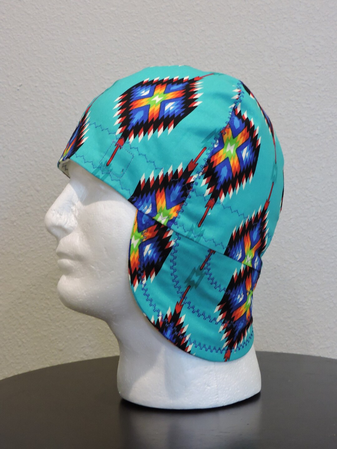 Aztec Turquoise Blue Southwest Welder Cap Custom Native Welding Cap ...