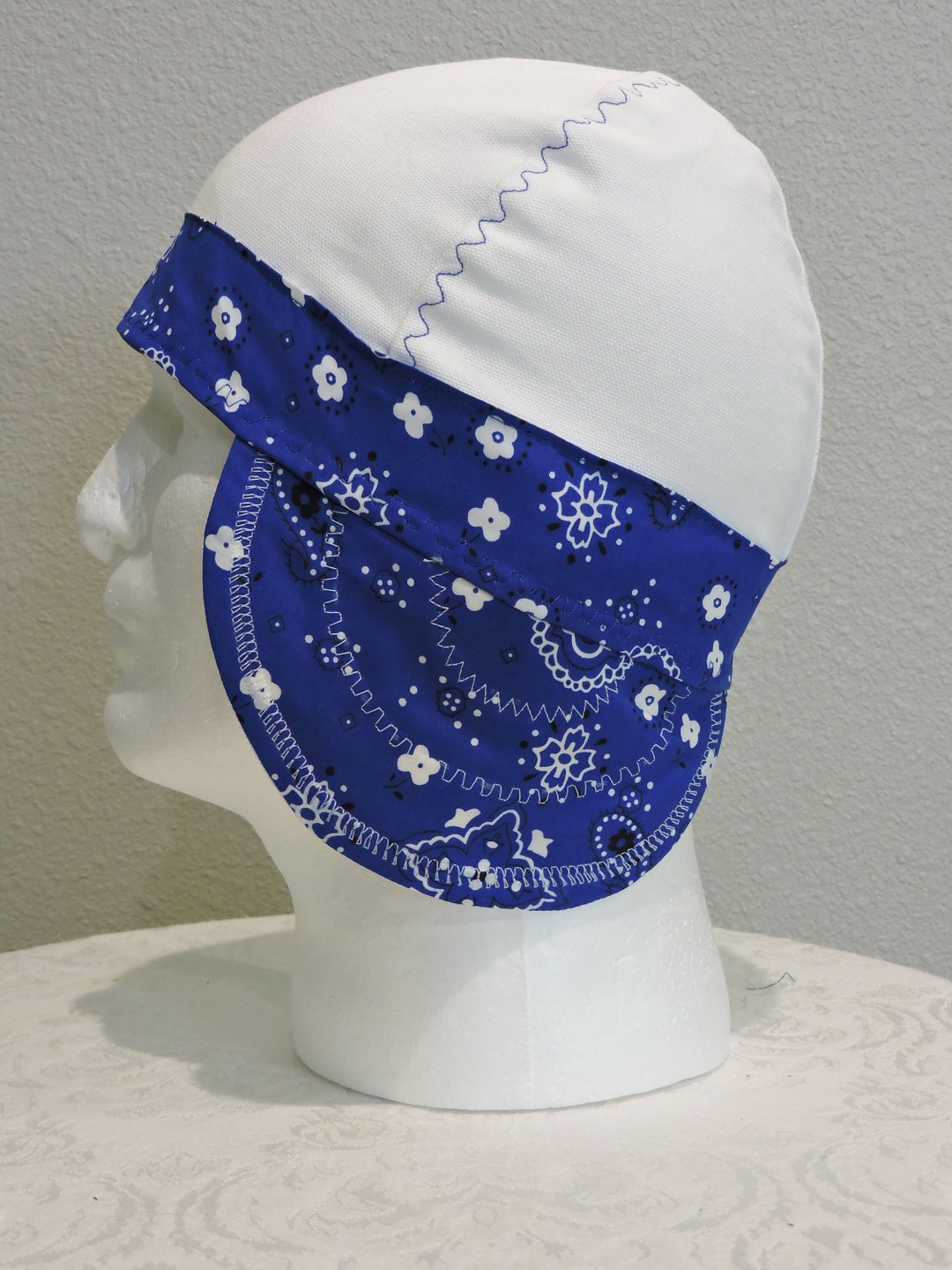 Blue Bandana Welder Cap, Blue Bandana Welding Cap, Welding Crown ...