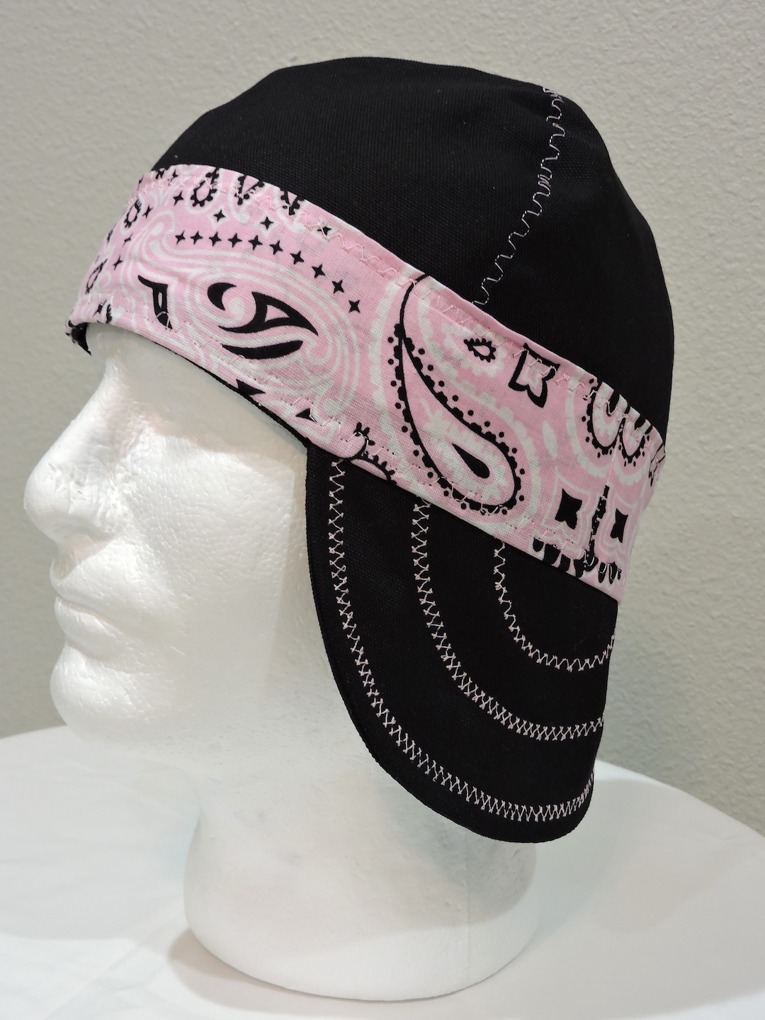 Pink/black Bandana Welding Welder Cap Reversible 100% Cotton Pink ...