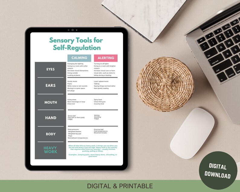 Sensory Tools for Self Regulation Handout and Poster for Therapy or ...