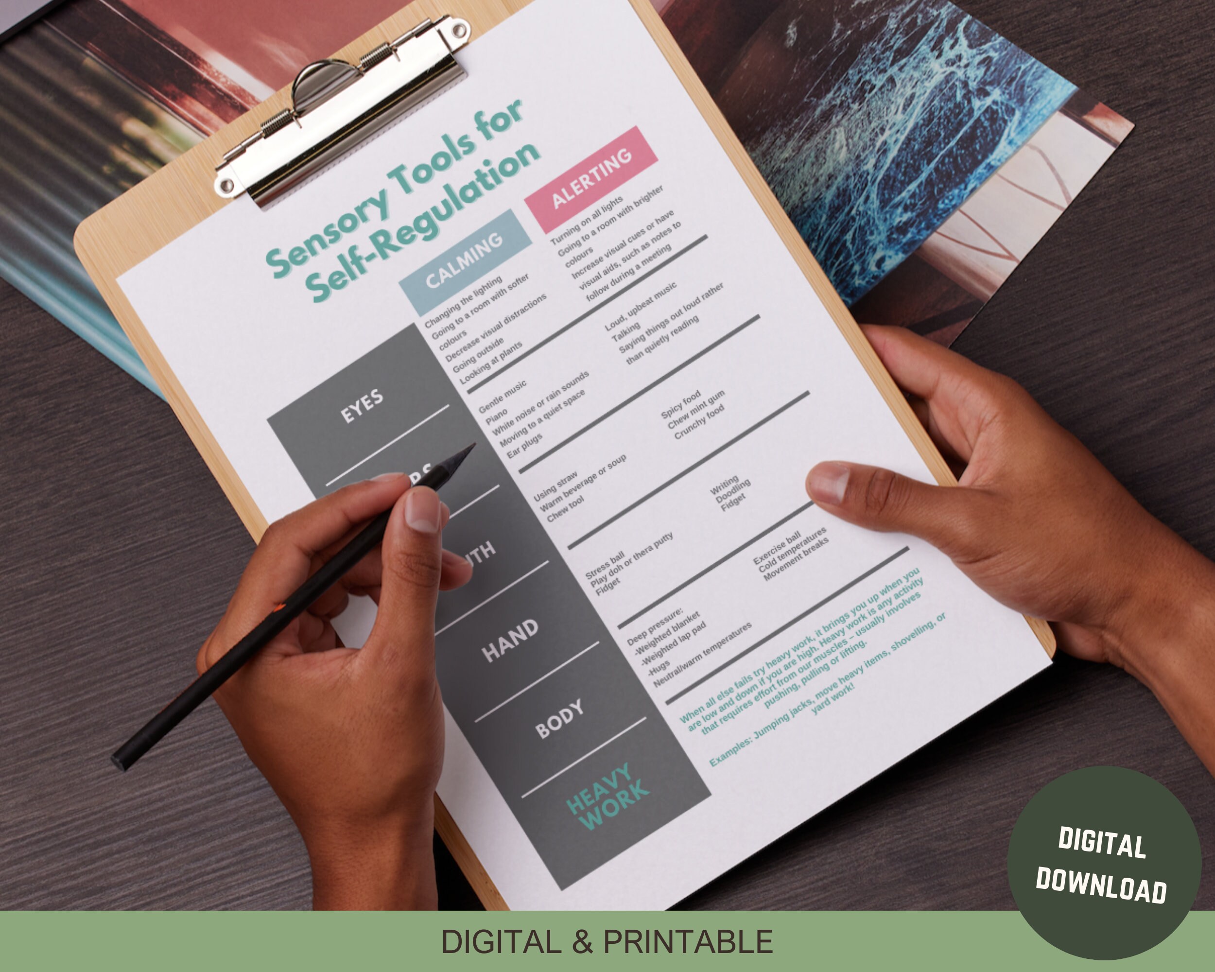 Sensory Tools for Self Regulation Handout and Poster for Therapy or ...