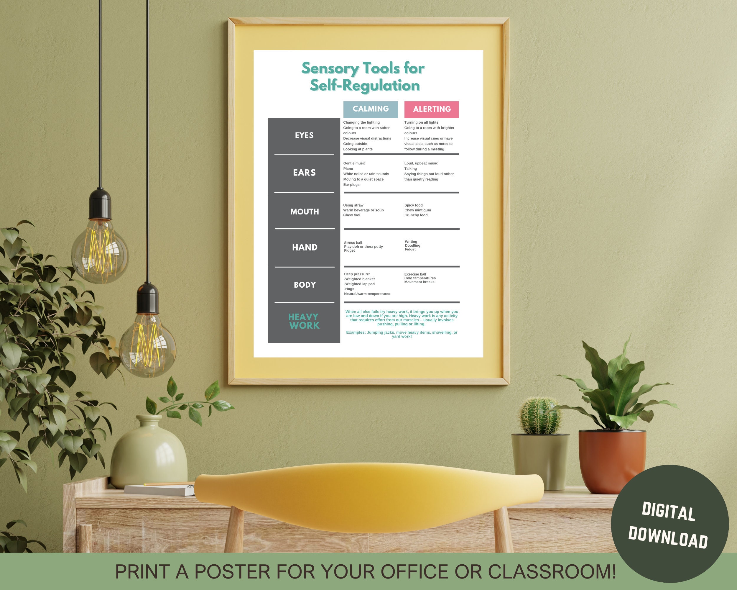 Sensory Tools for Self Regulation Handout and Poster for Therapy or ...