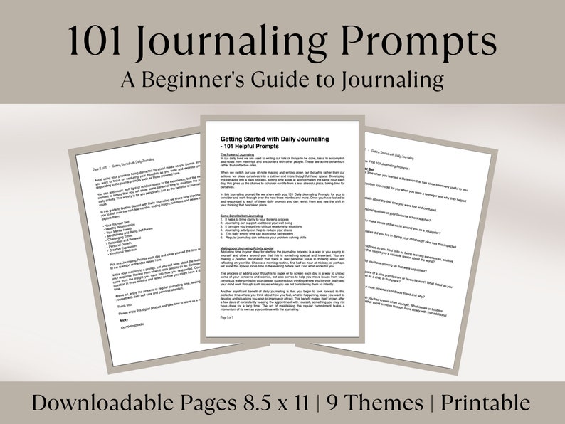 Beginner's Guide to Journaling - 101 Journaling Prompts - Etsy