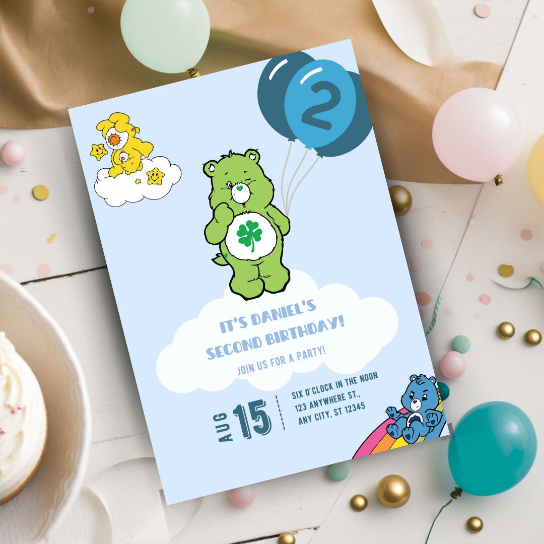 Invitación de cumpleaños de Care Bears Invitación de Care Bear - Etsy ...
