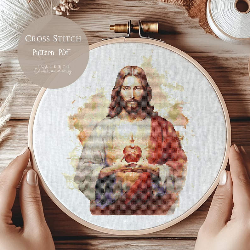 Cross Stitch Pattern Jesus Christ Praying |embroidery Designs PDF ...