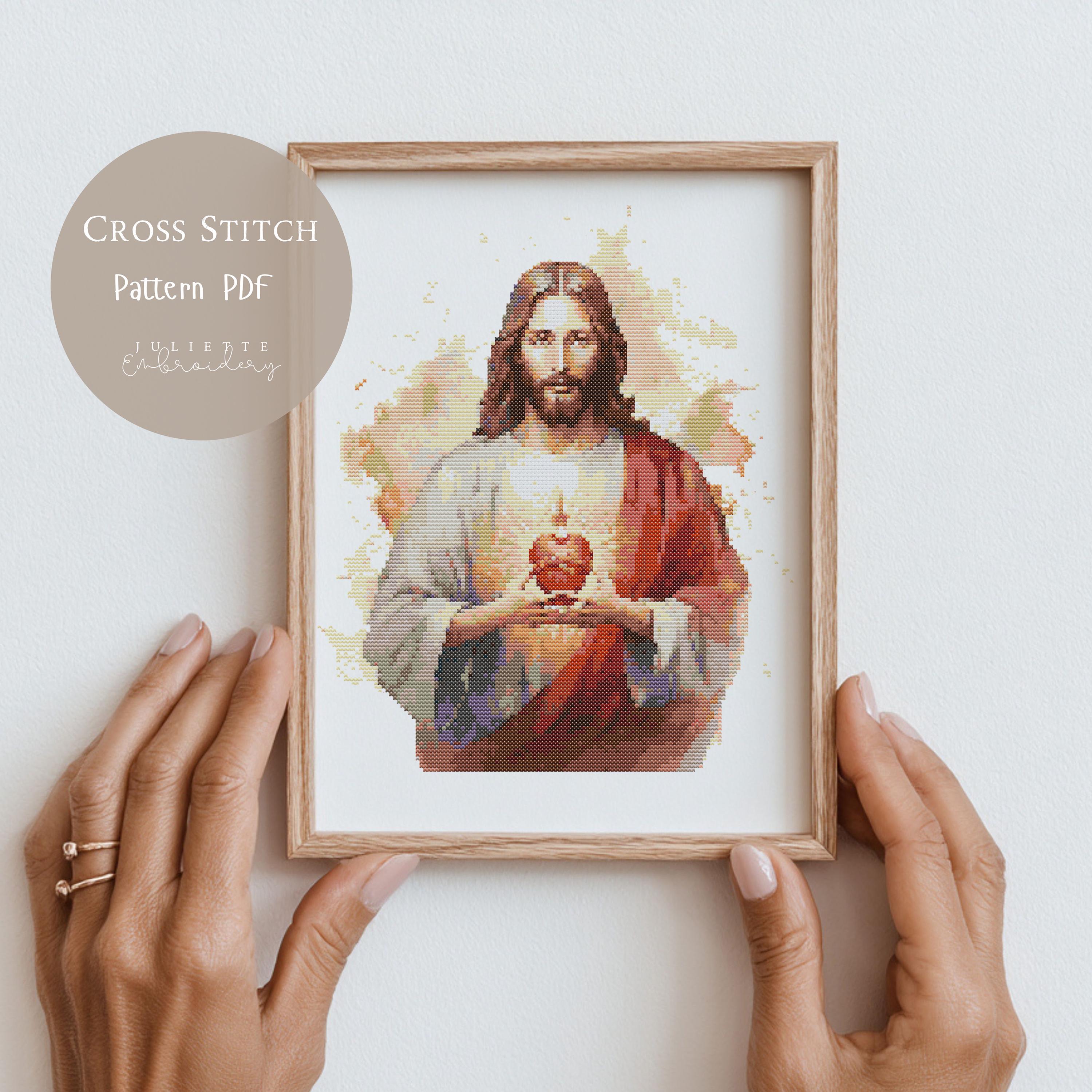 Cross Stitch Pattern Jesus Christ Praying |embroidery Designs PDF ...